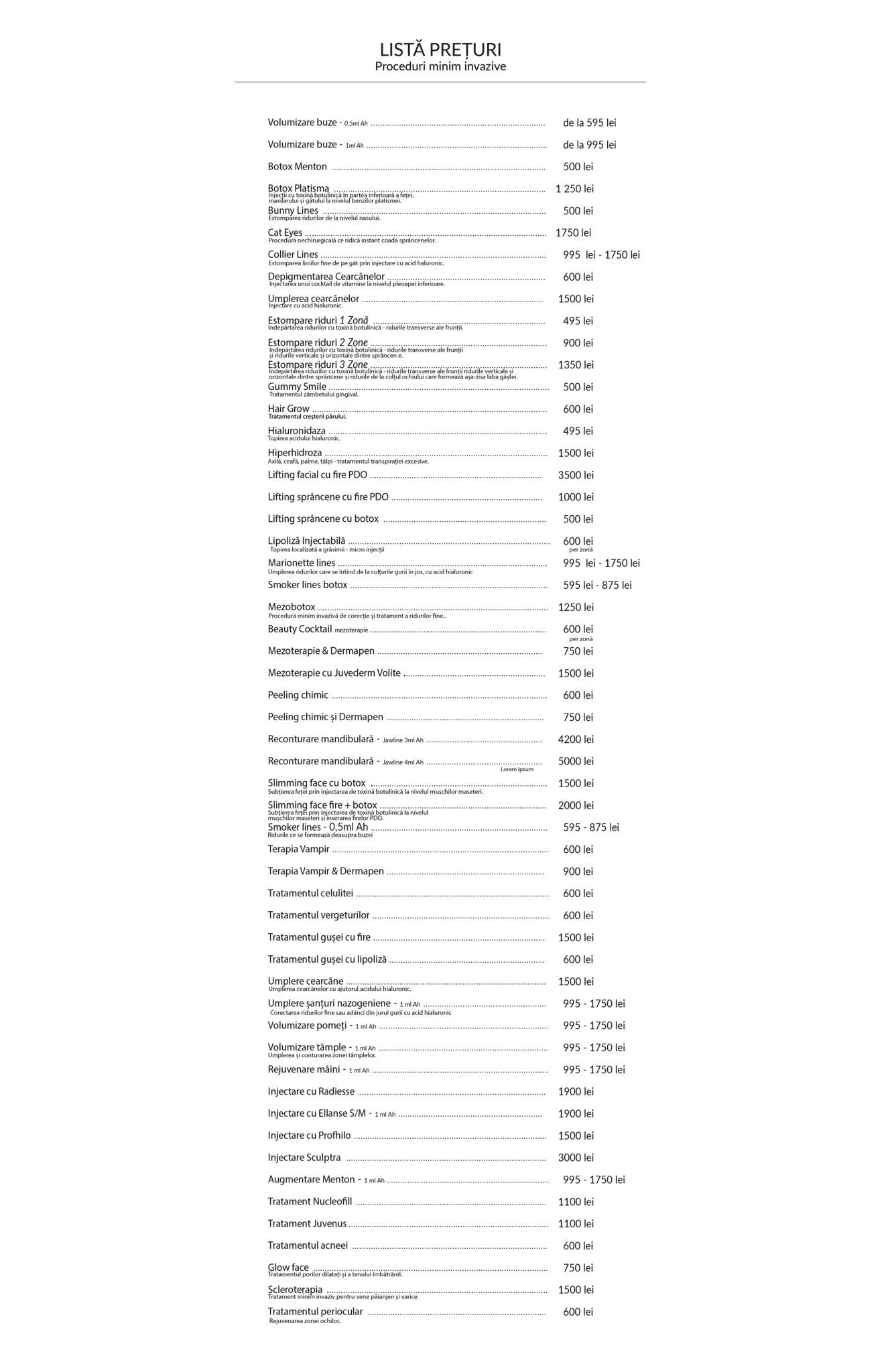 Preturi proceduri minim invazive - Swiss Clinics București